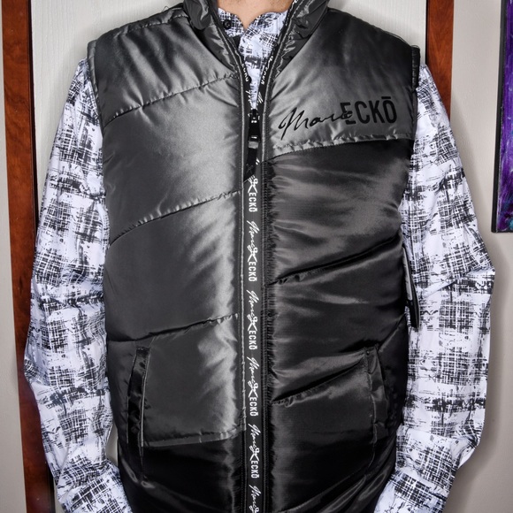 Marc Ecko | Jackets & Coats | Nwt Marc Ecko Shiny Silverblack Puffer ...